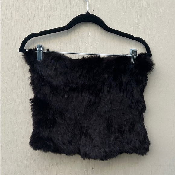 Source Unknown | Tops | Black Fluffy Strapless Tube Top Y2k Party ...